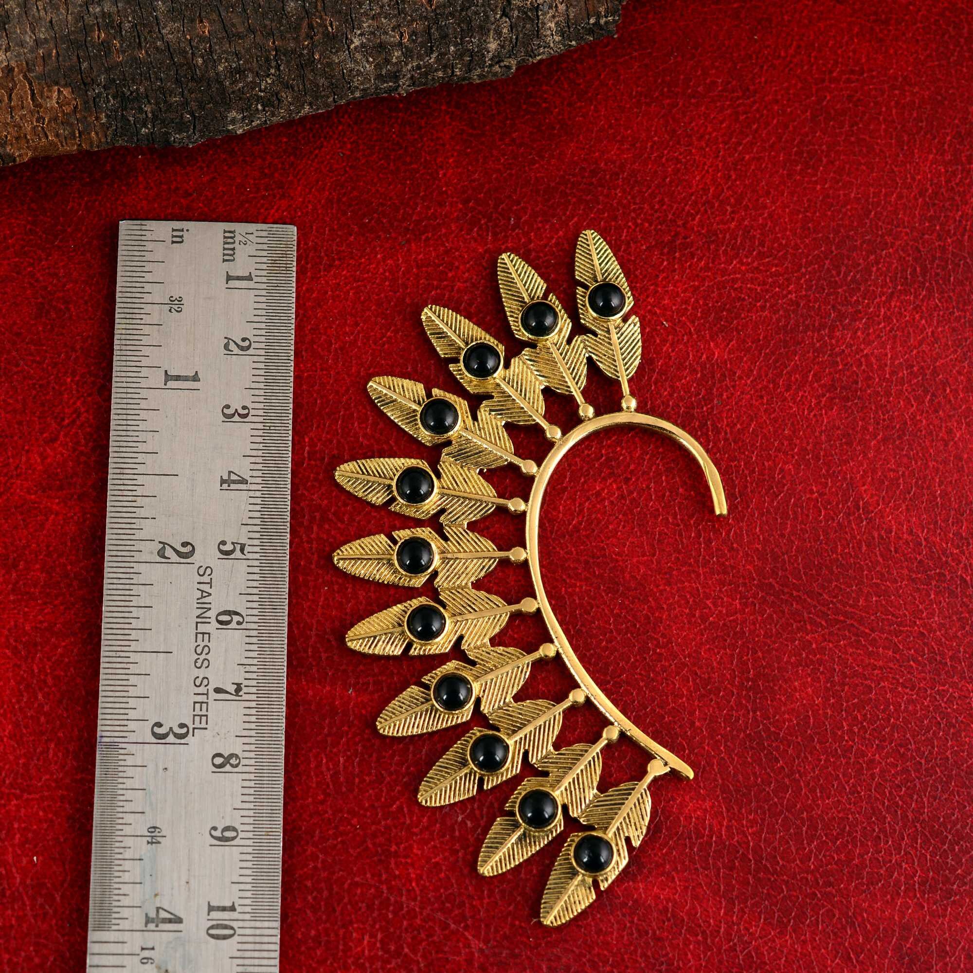 Statement Ear Cuff Ethnic Boho Festival Leafs Swirls Ear Cuff Feather ...