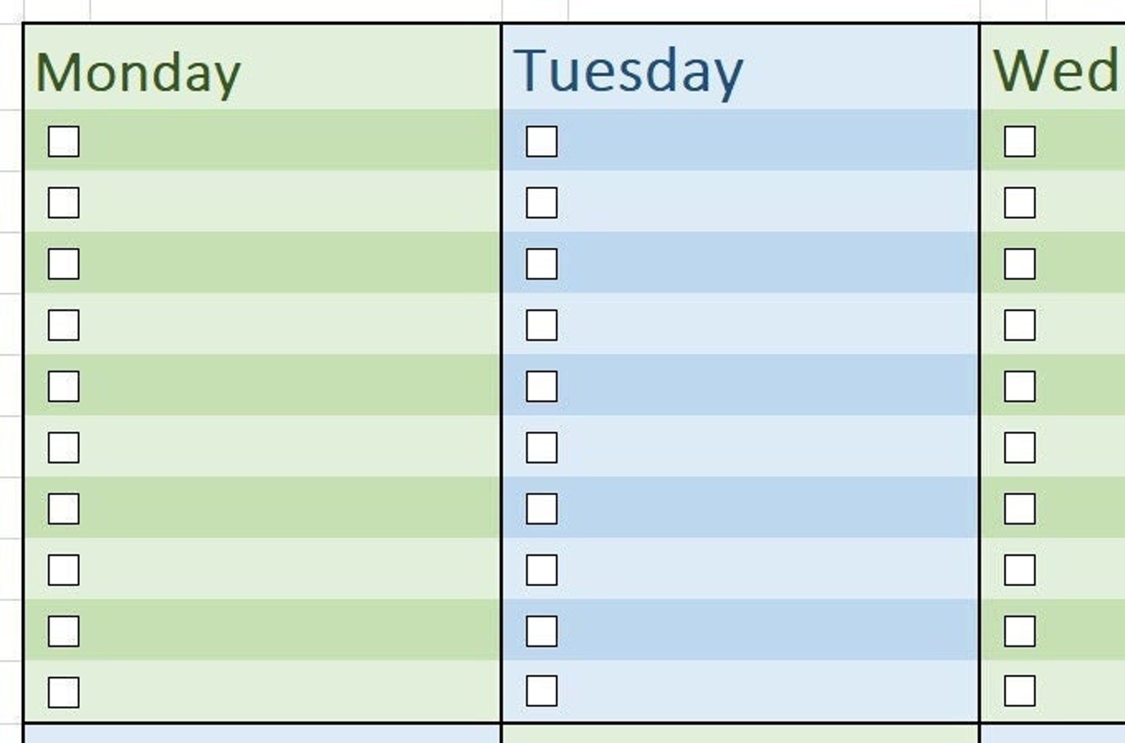 Printable Simple Weekly To-do List Excel Spreadsheet - Etsy