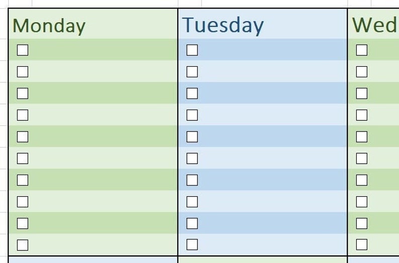 Printable Simple Weekly To-do List Excel Spreadsheet - Etsy