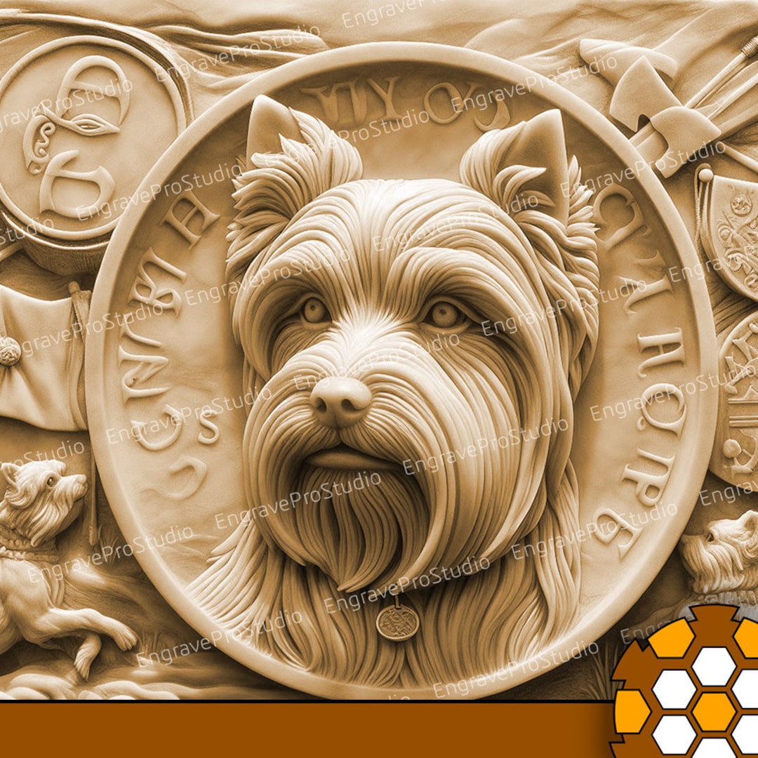 3D Illusion Laser Engraved | Dog Portrait Yorkshire Terrier | Laser ...