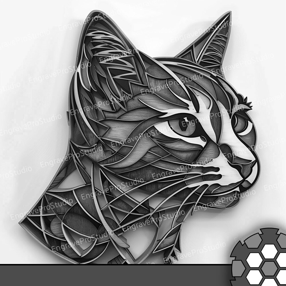 3D Illusion Laser Engraving Laser Engraving File Laser Ready Cat Head ...