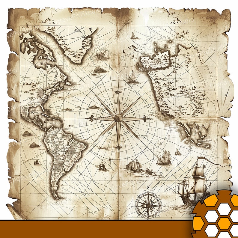 Laser Engraving File | Laser Ready | PNG Engraving | Old Square Map on ...