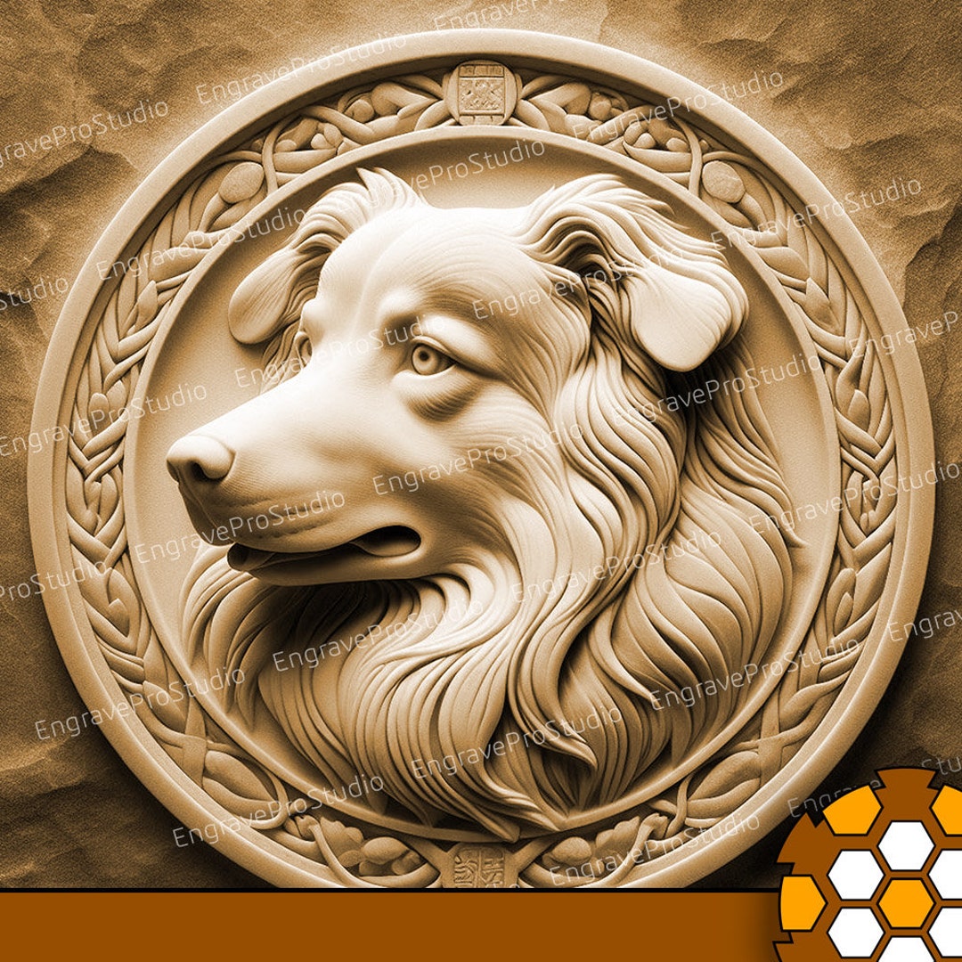 3D Illusion Laser Engraved | Dog Portrait Australian Shepherd | Laser ...