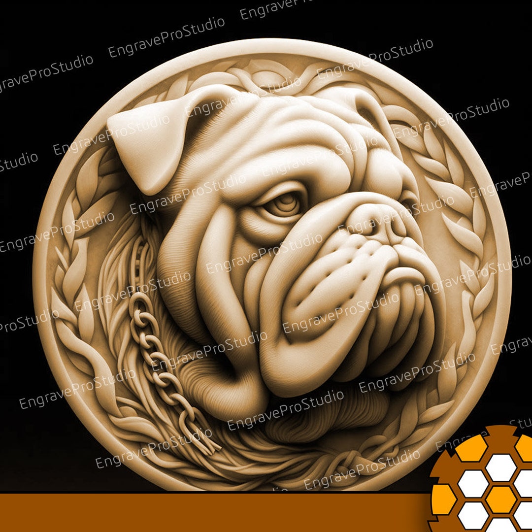 Dog Portrait English Bulldog | 3D Illusion Laser Engraved | Laser ...