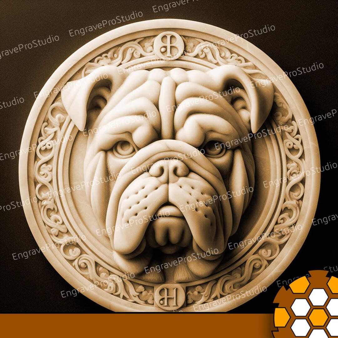 Dog Portrait English Bulldog | 3D Illusion Laser Engraved | Laser ...