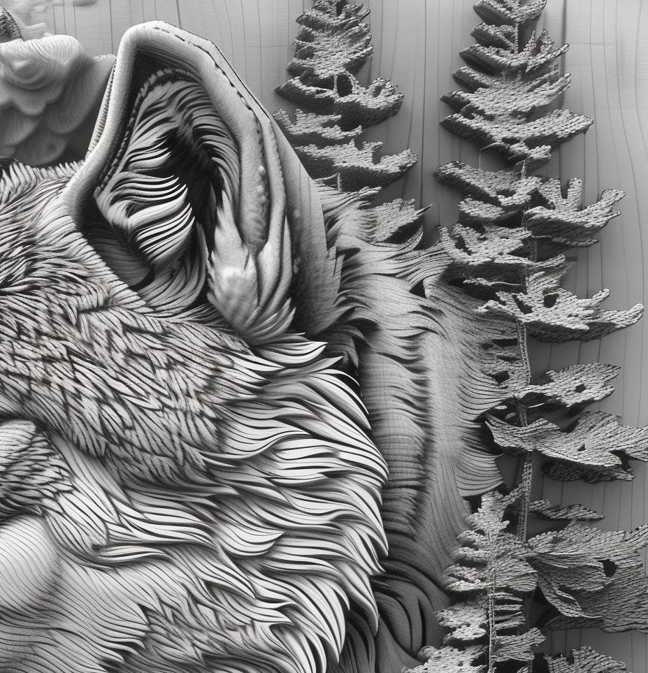 Laser Engrave File | 3D Illusion | Wolf Design PNG for Engraving ...