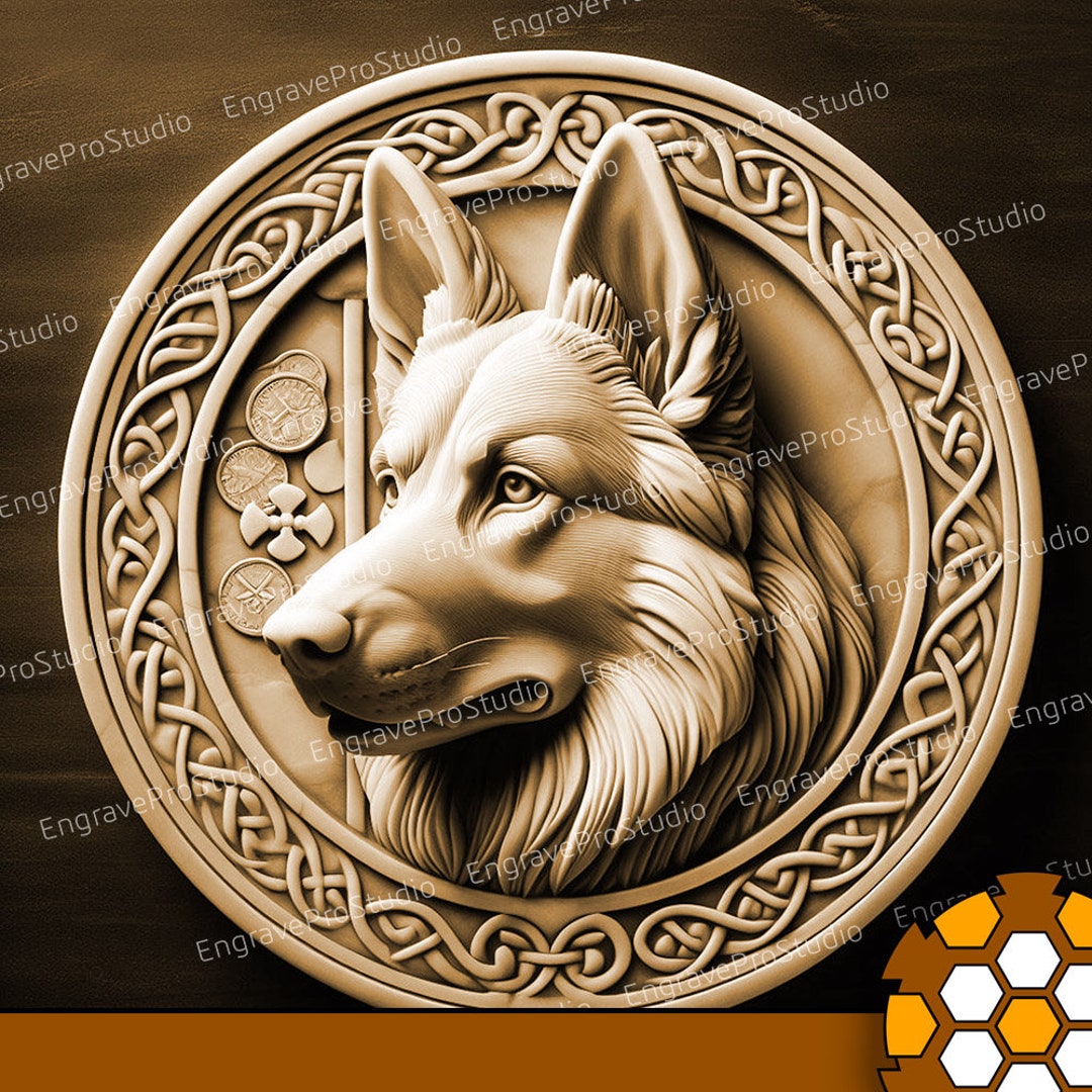 3D Illusion Laser Engraved | Dog Portrait German Shepherd | Laser ...
