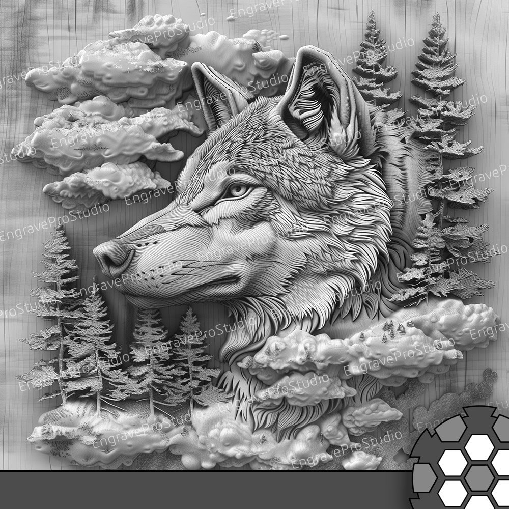 Laser Engrave File | 3D Illusion | Wolf Design PNG for Engraving ...