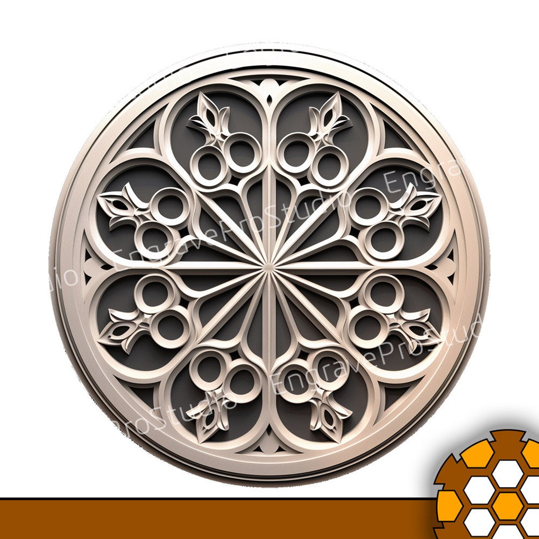 Laser Engrave File | 3D Illusion | 3d Church Windows Round Art | PNG ...