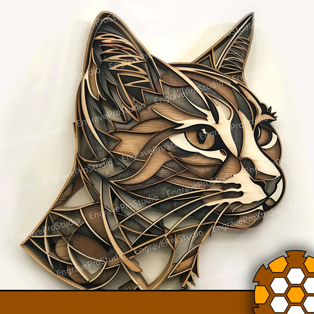 3D Illusion Laser Engraving Laser Engraving File Laser Ready Cat Head ...