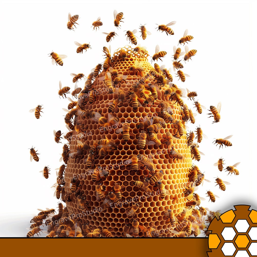 Golden Sunlight Hive & Bees | Laser Engraving File | Laser Ready | PNG ...