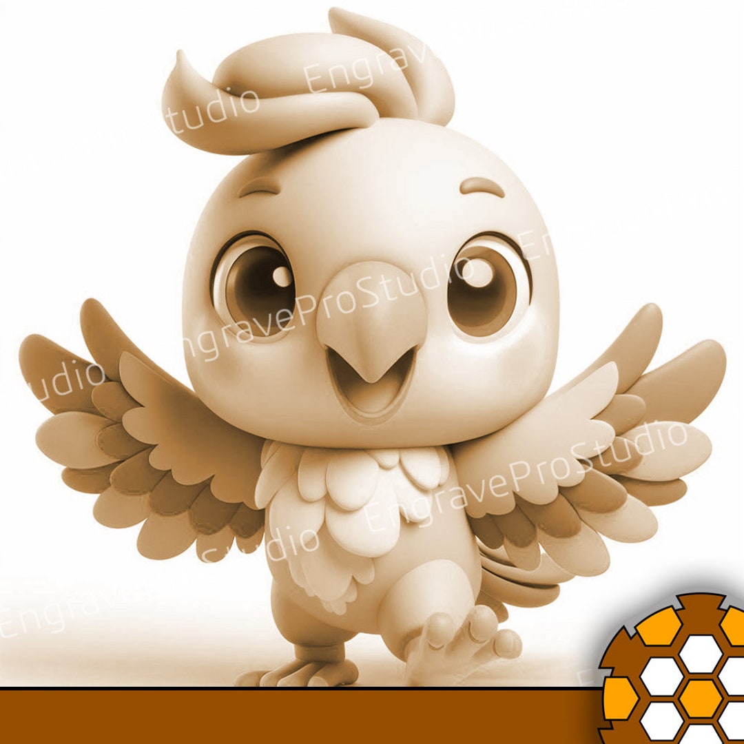 3D Illusion Laser Engraving | Laser Ready | Cute Baby Parrot Nursery ...