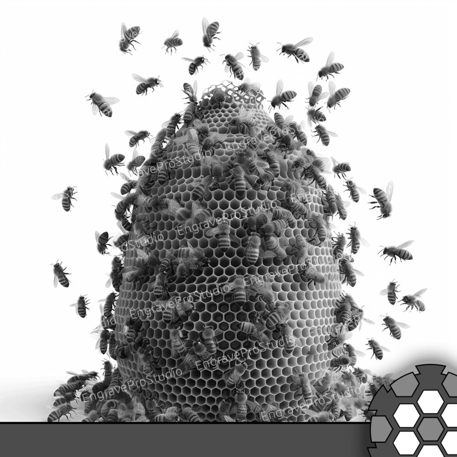 Golden Sunlight Hive & Bees | Laser Engraving File | Laser Ready | PNG ...