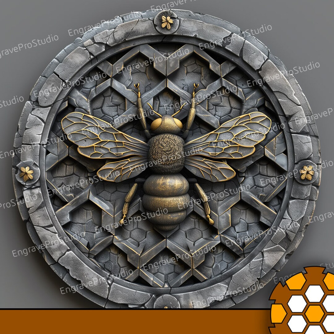 CO2 Laser Engraving File | Laser Ready | Honeybee & Flowers Amulet ...
