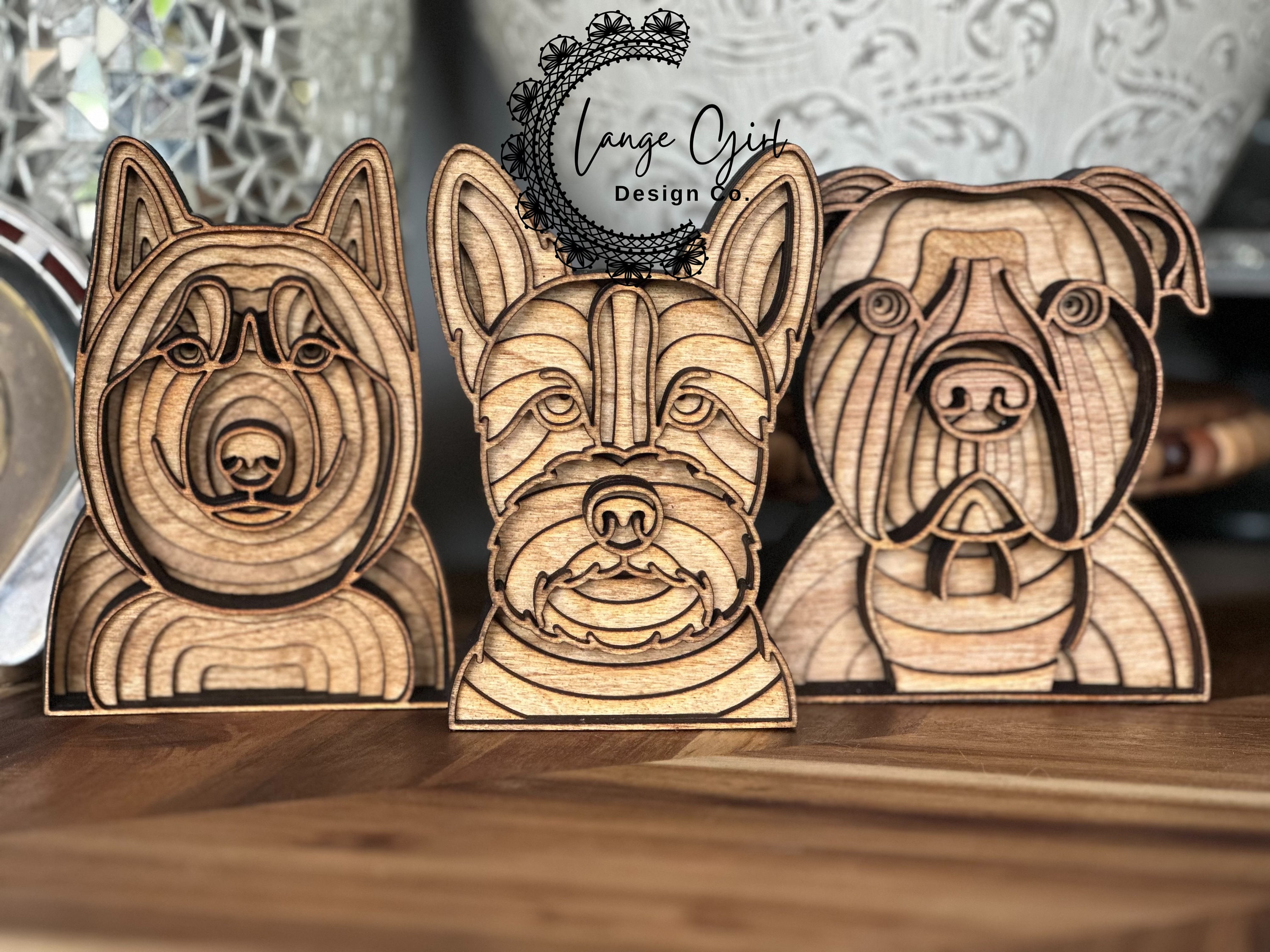Layered Dog Art Wood Decor | Custom Dog Breed Shelf Art Figures and ...