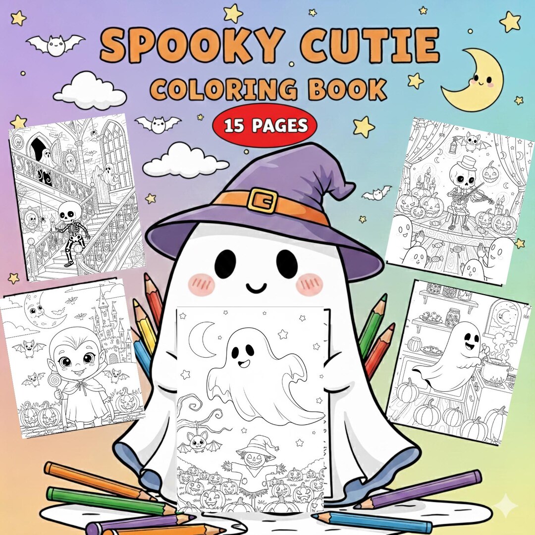 Spooky Cute Halloween Coloring Book, Printable Halloween Activity, Kids ...