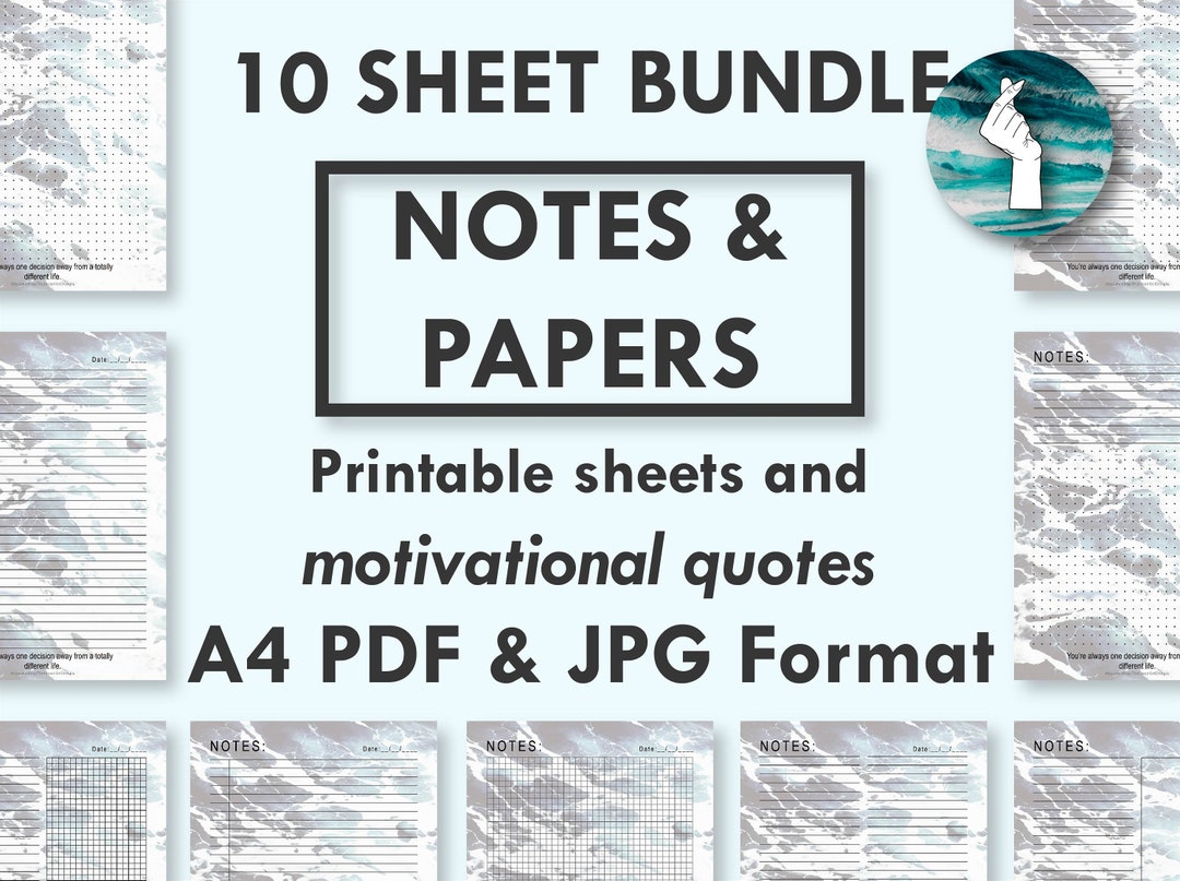 Digital Bundle Notes & Papers Positive Affirmation Quote and Inspiring ...