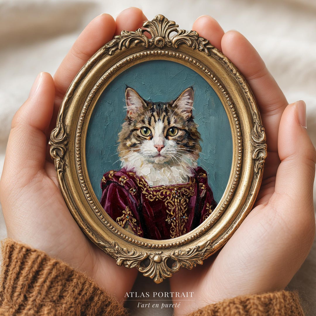 Royal Pet Portrait Oil Painting From Photo: Cat & Dog Memorial Gift ...