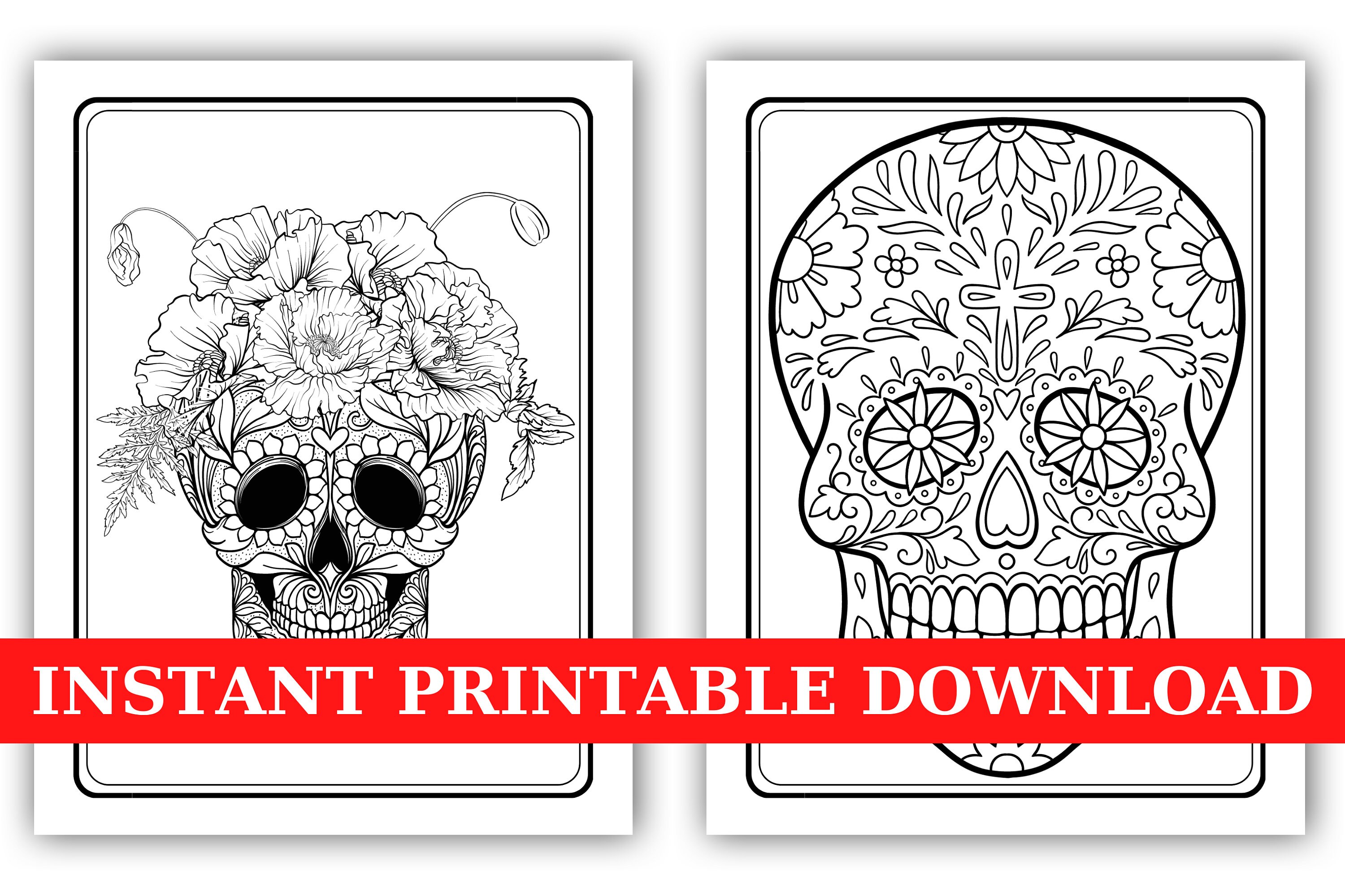 Sugar Skull Coloring Pages | Sugar Skull Coloring Book for Adults and ...