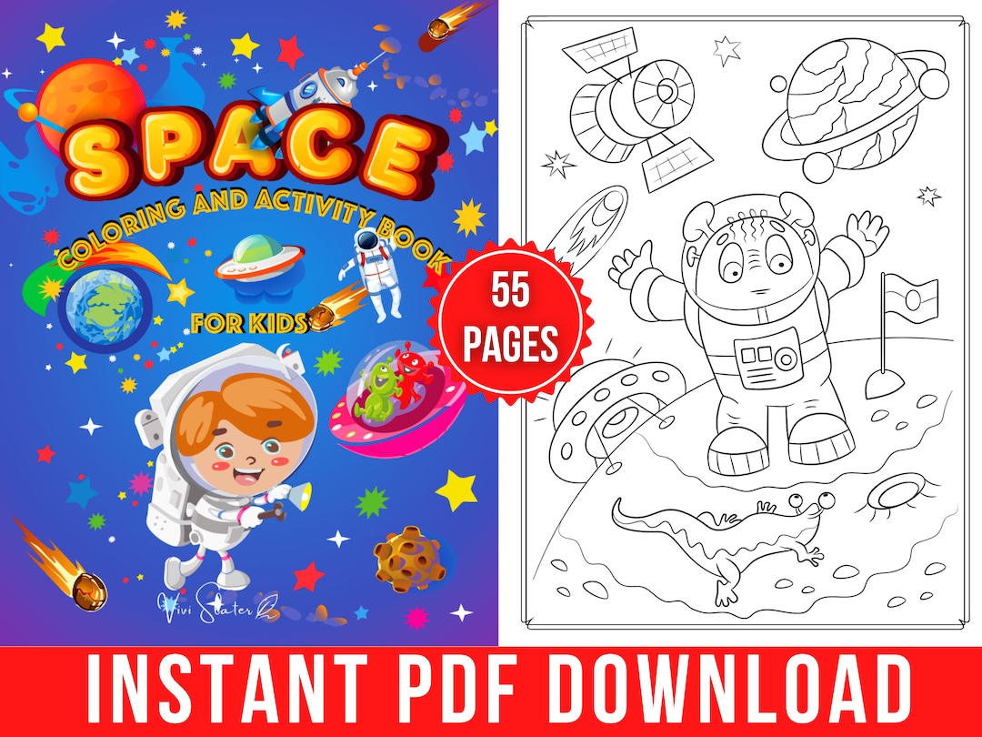 Space Coloring Pages | Space Activity Book for Kids | 55 Digital ...
