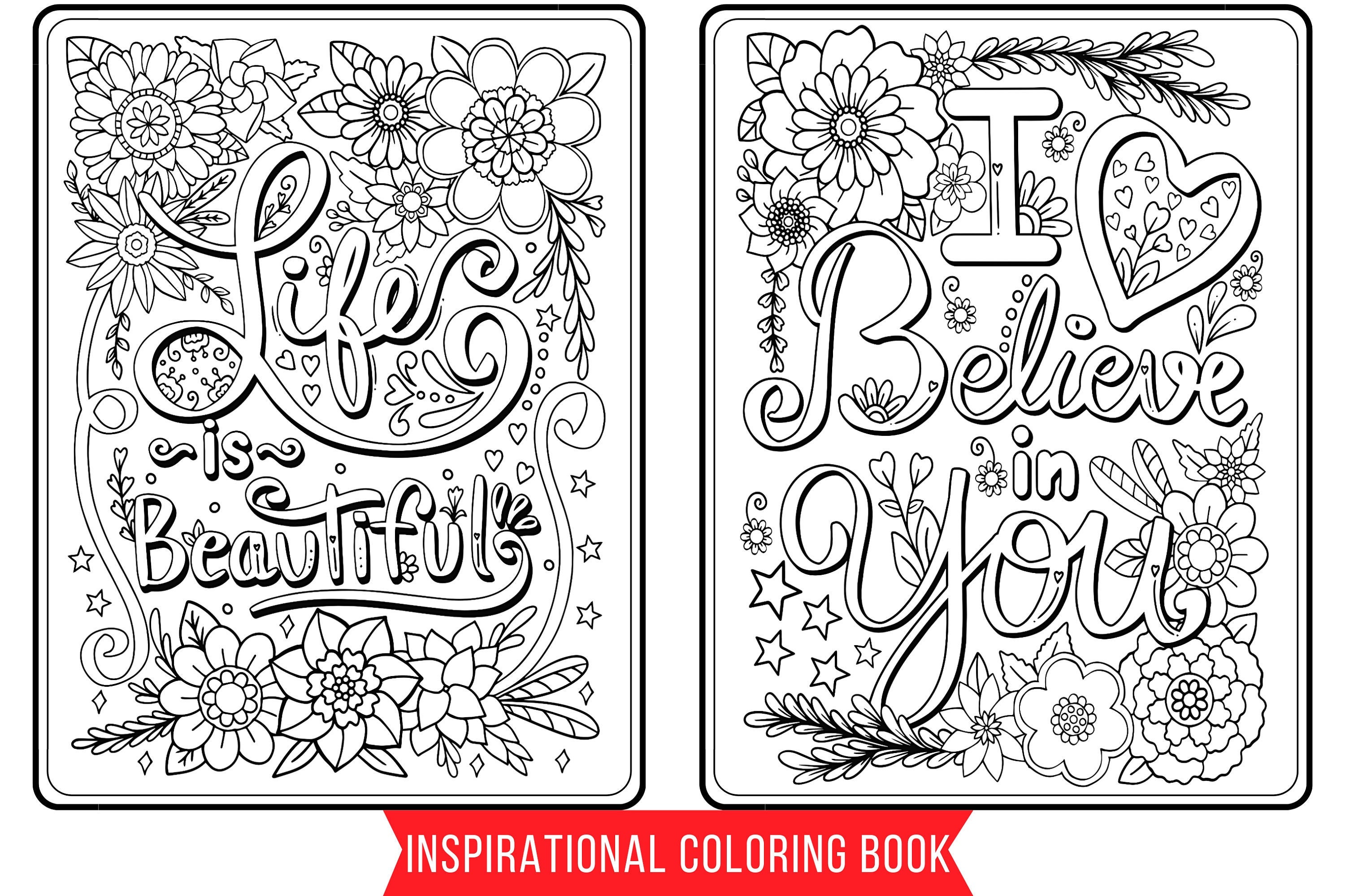 Inspirational Coloring Pages: Motivational Quotes for Good Vibes ...