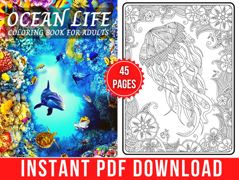 Ocean Life Coloring Pages | Ocean Life Coloring Book for Adults and ...