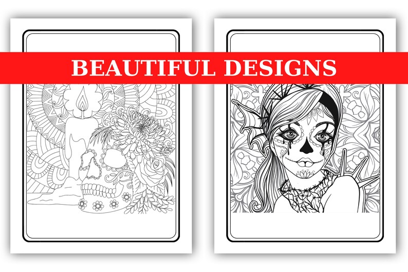 Sugar Skull Coloring Pages Sugar Skull Coloring Book for Adults and ...