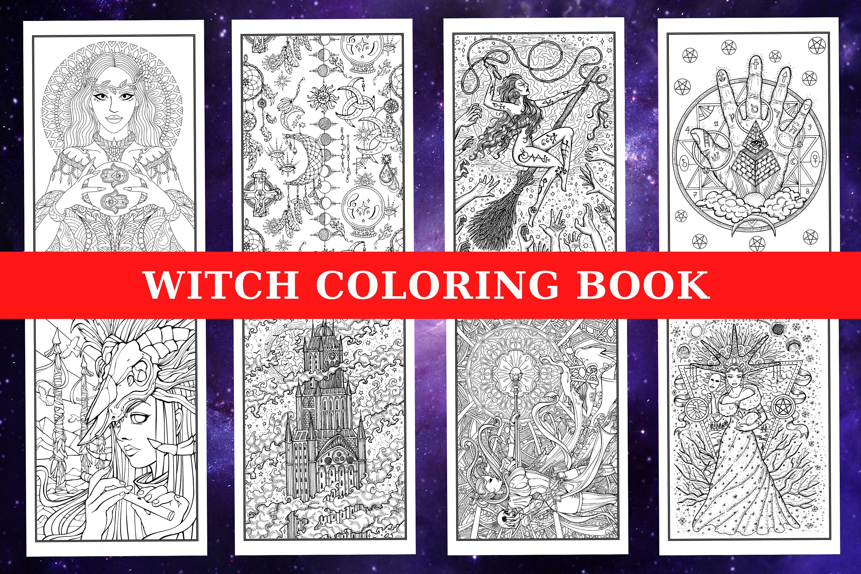 Witch Coloring Pages Witch Coloring Book for Adults and Teens 47 ...