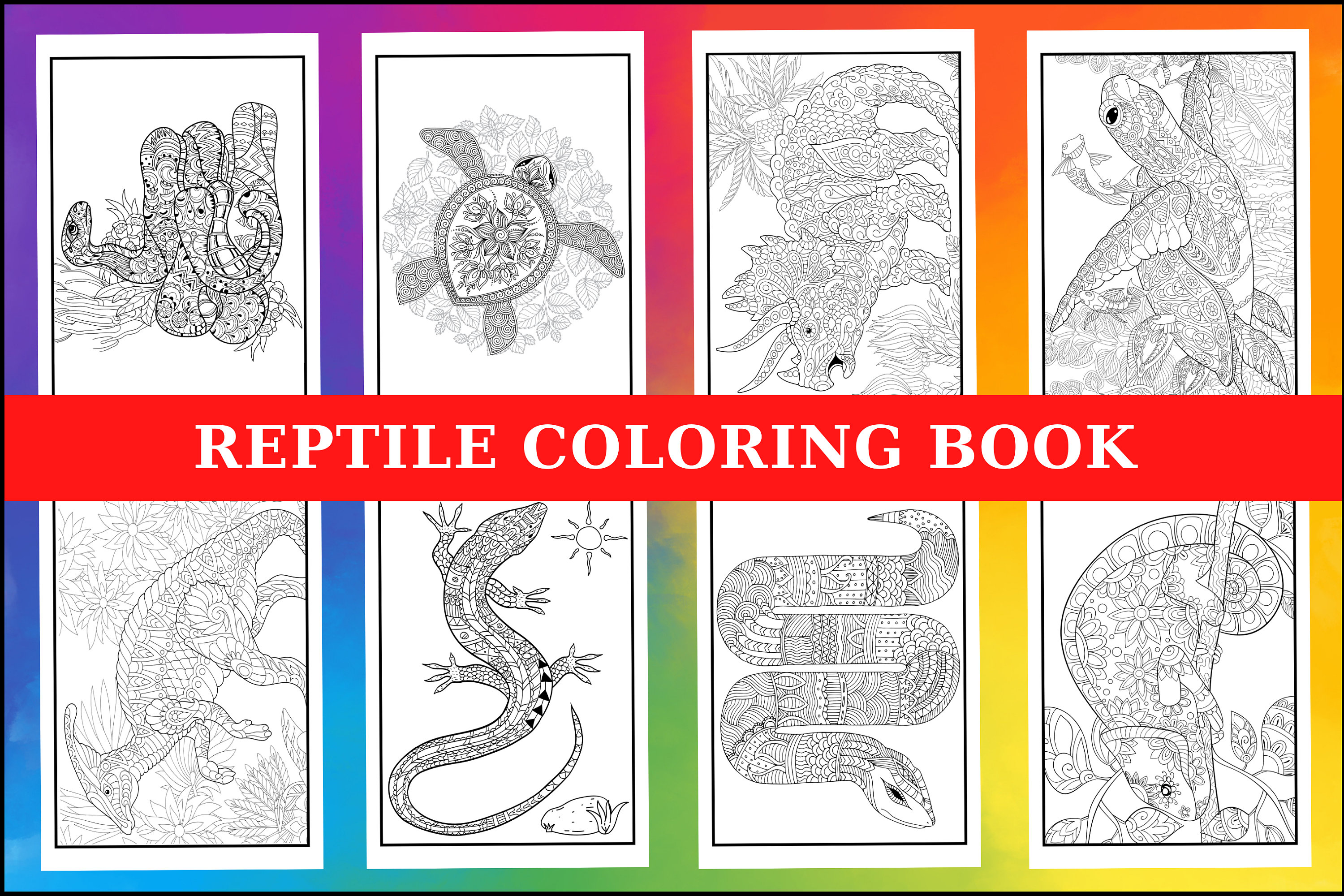 Reptile Coloring Book | Snake, Lizard Designs for Adults, Teens ...