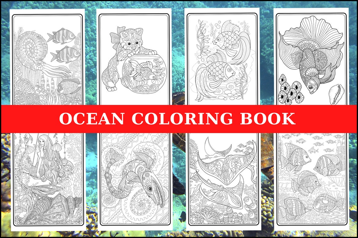 Ocean Life Coloring Pages | Ocean Life Coloring Book for Adults and ...