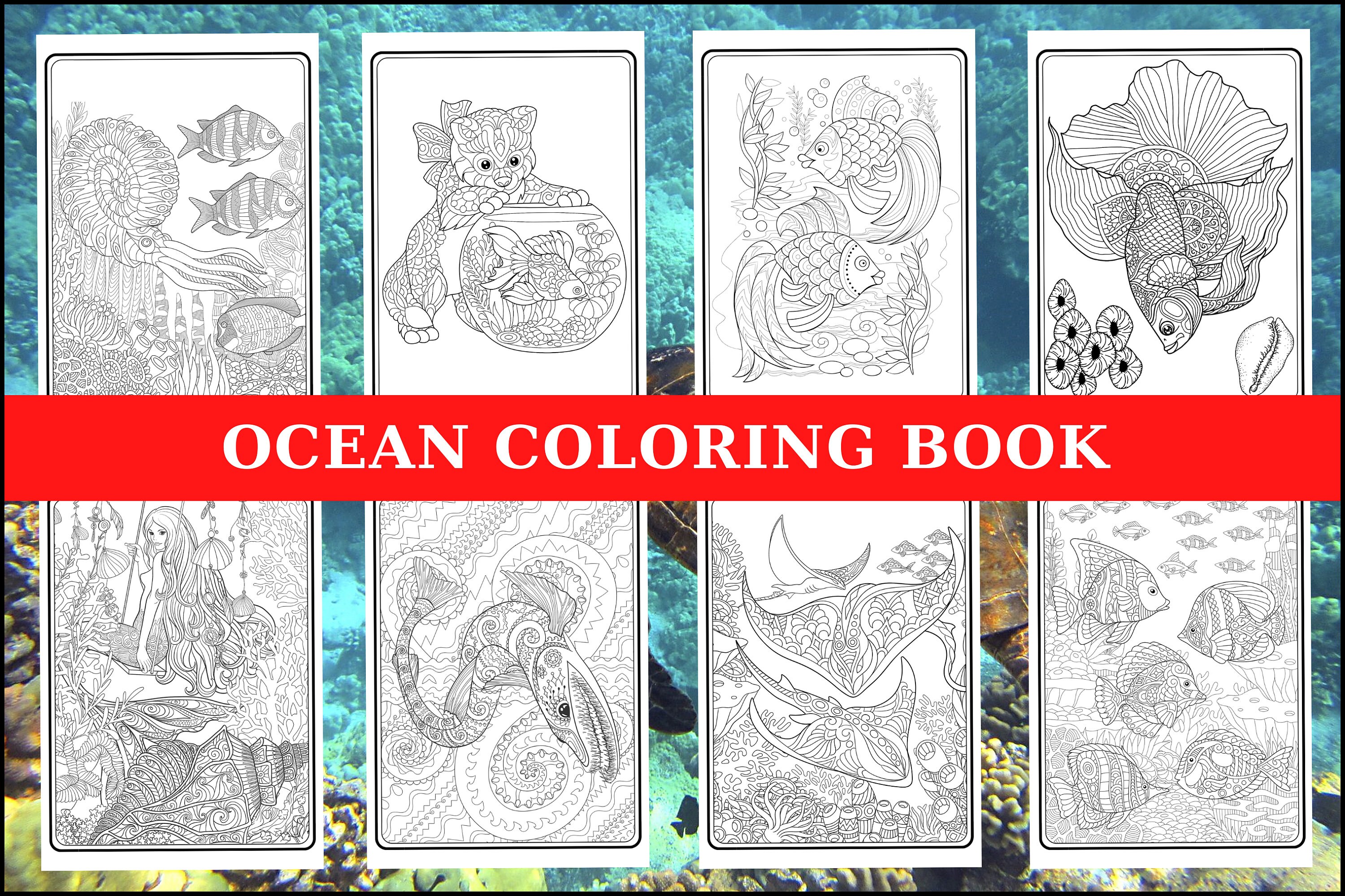 Ocean Life Coloring Pages | Ocean Life Coloring Book for Adults and ...