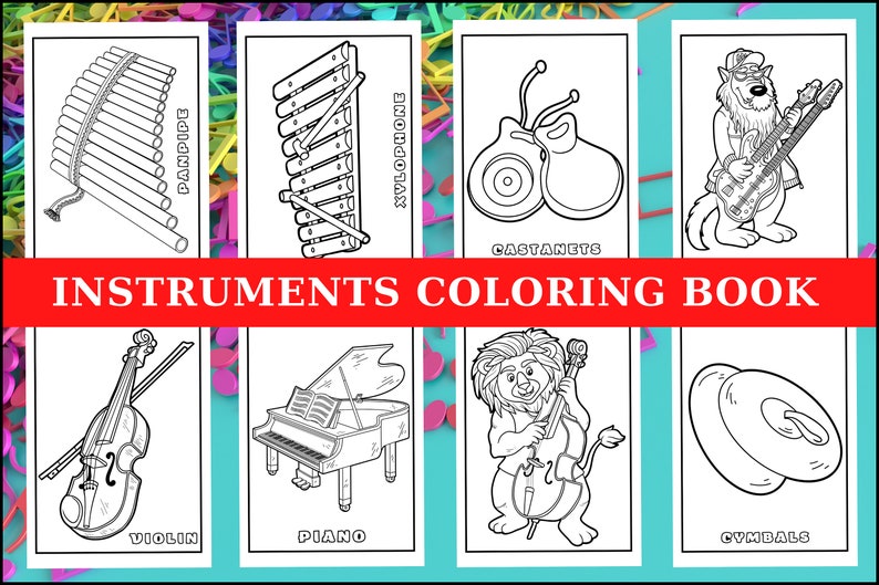 Musical Instruments Coloring Pages | Music Coloring Book for Kids and ...