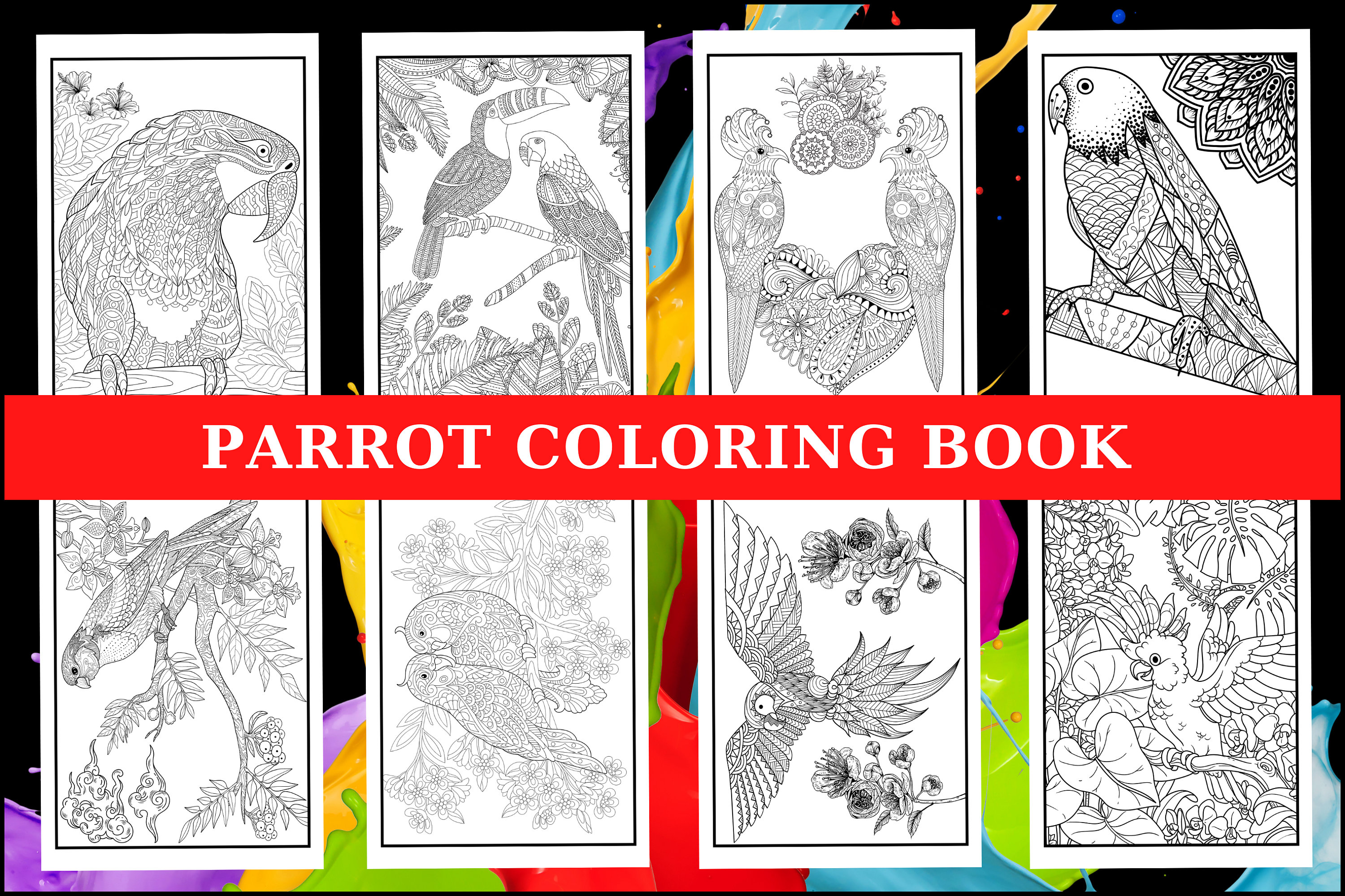Parrot Coloring Pages Parrot Coloring Book for Adults and Teens 40 ...