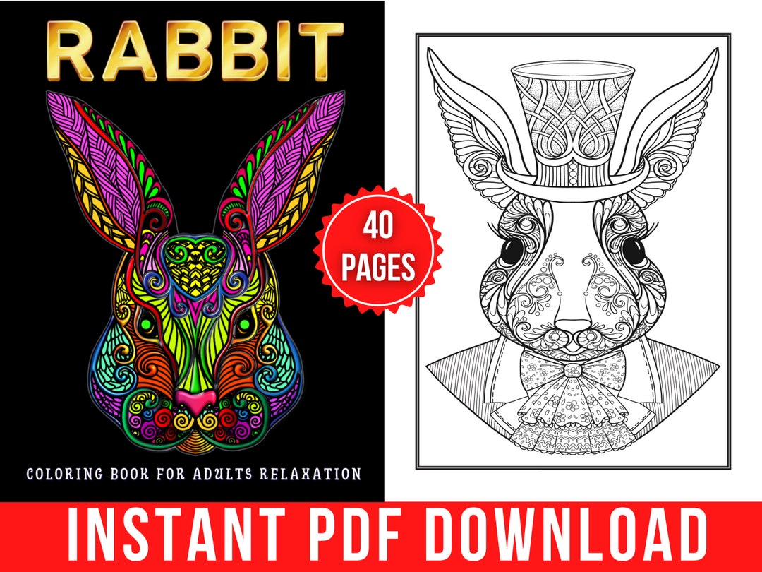 Rabbit Coloring Pages | Rabbit Coloring Book for Adults and Teens | 40 ...