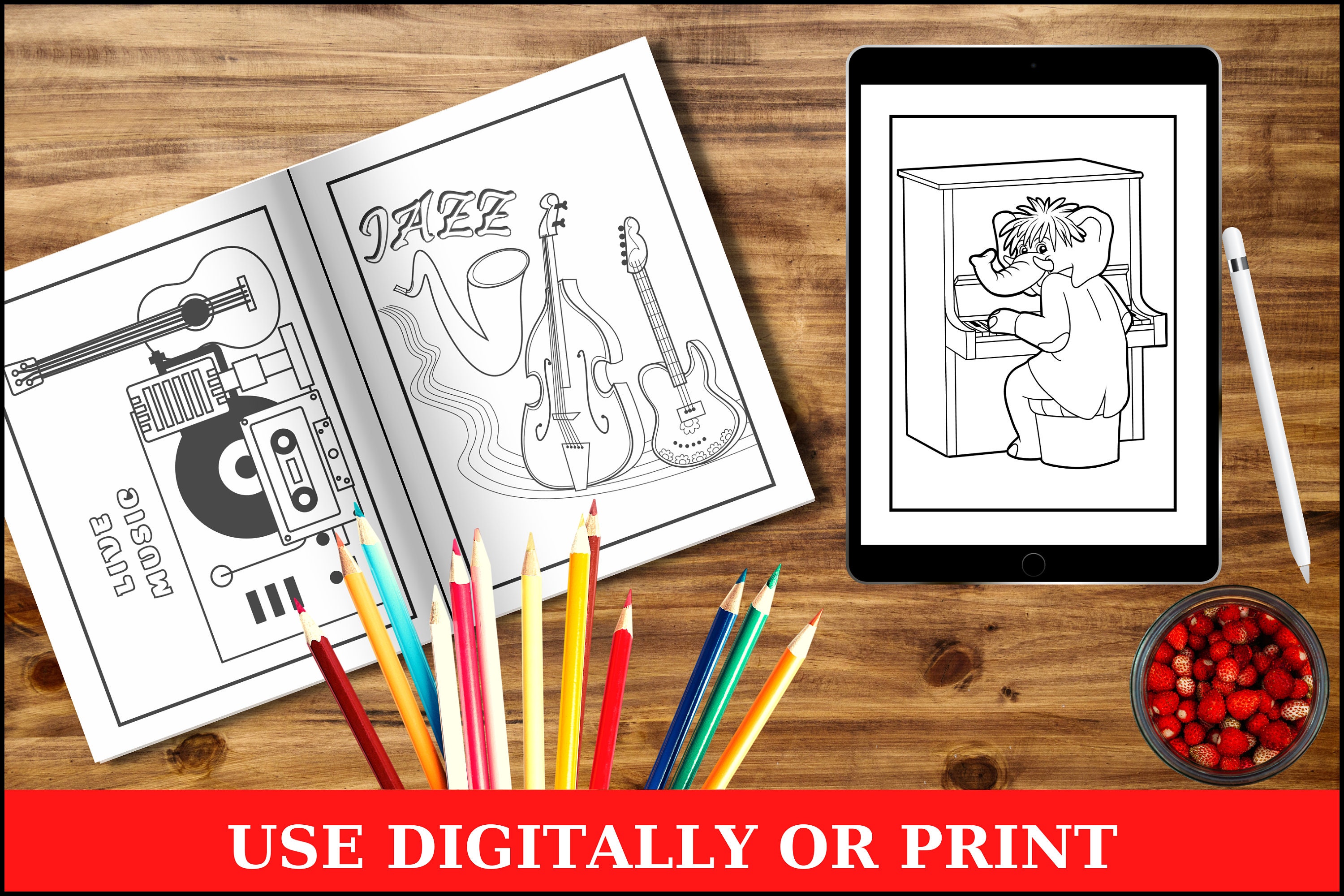 Musical Instruments Coloring Pages Music Coloring Book for Kids and ...