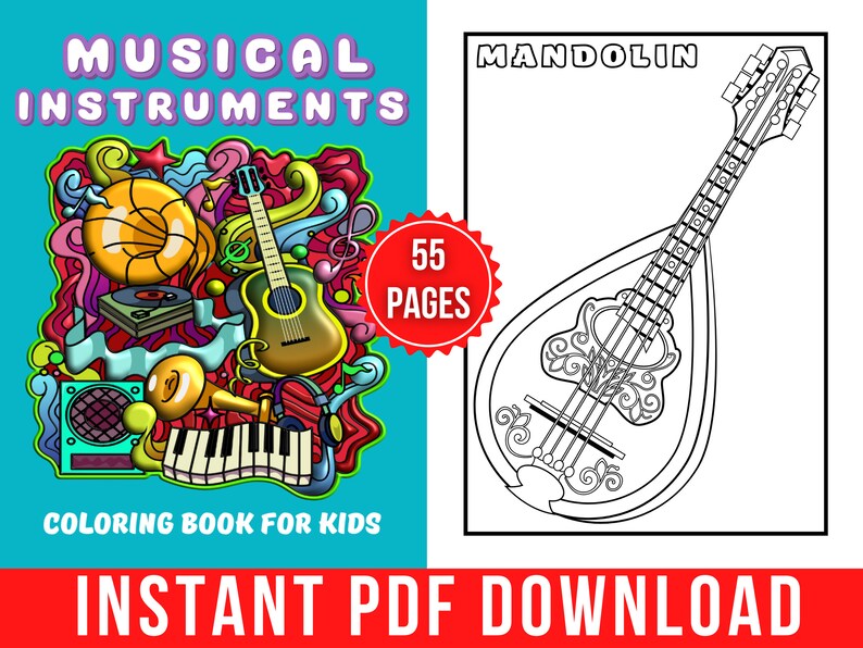 Musical Instruments Coloring Pages | Music Coloring Book for Kids and ...