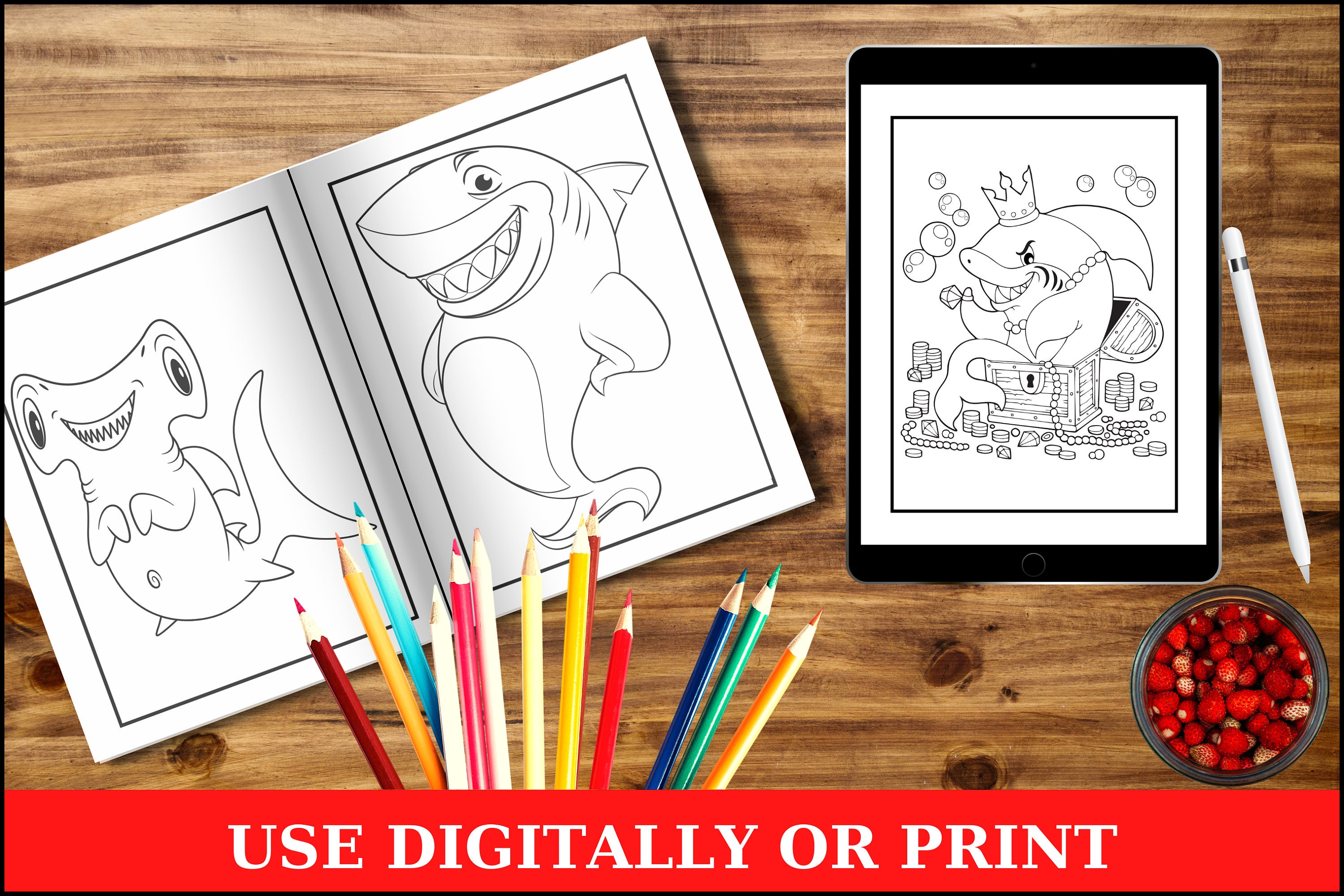 Shark Coloring Pages | Shark Coloring Book for Kids and Teens | 30 ...