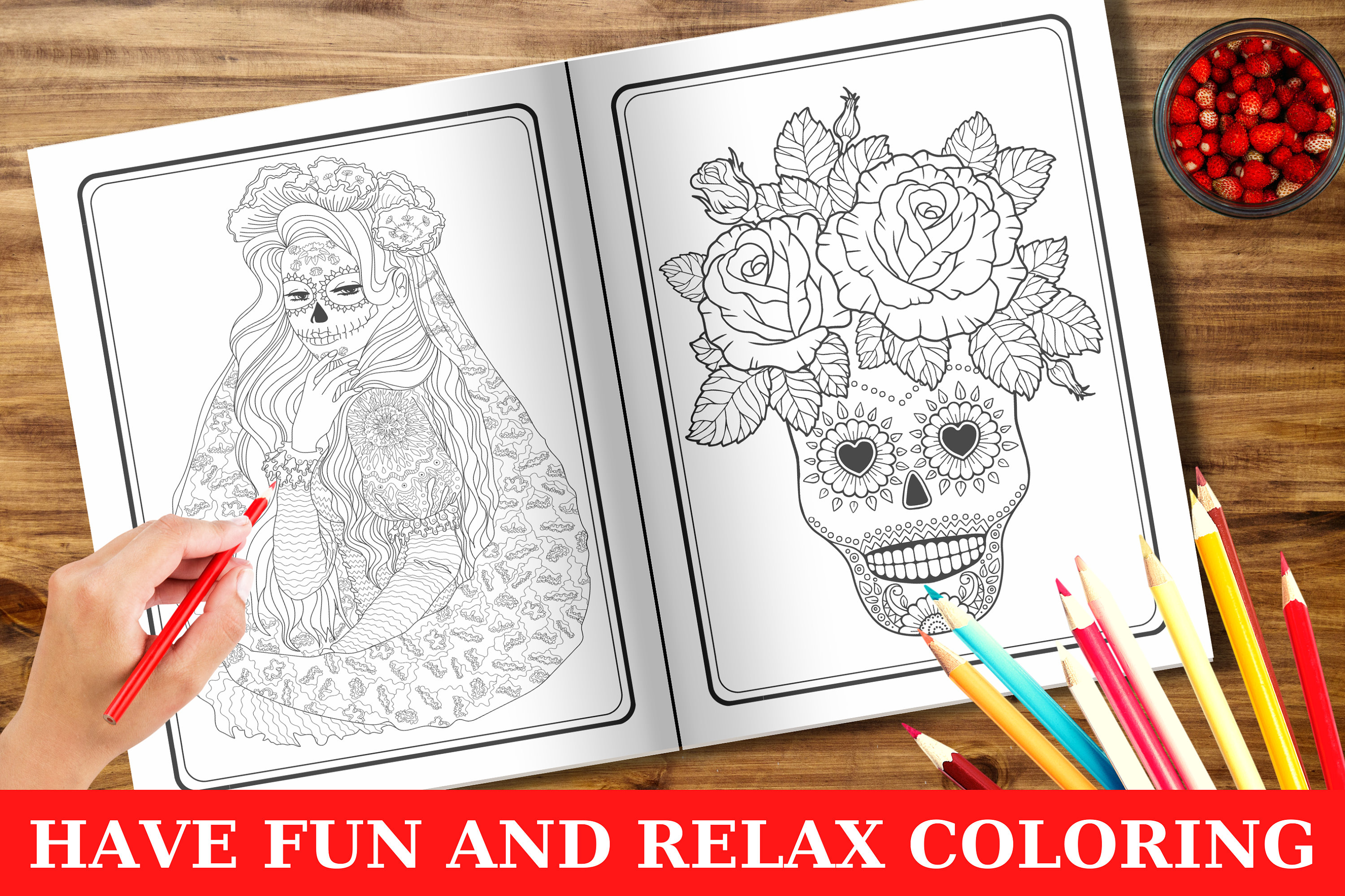 Sugar Skull Coloring Pages Sugar Skull Coloring Book for Adults and ...
