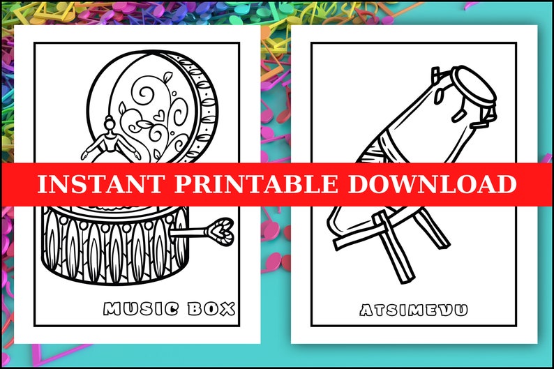 Musical Instruments Coloring Pages | Music Coloring Book for Kids and ...