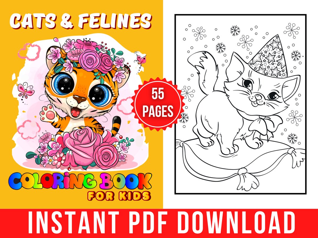 Cats and Felines Coloring Pages | Cats Coloring Book for Kids and Teens ...