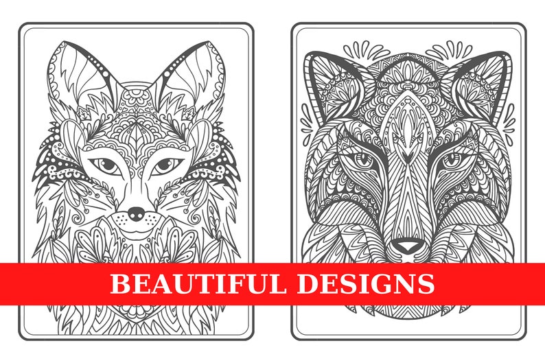 Fox Coloring Pages: Fox Coloring Book for Adults 50 Digital Coloring ...