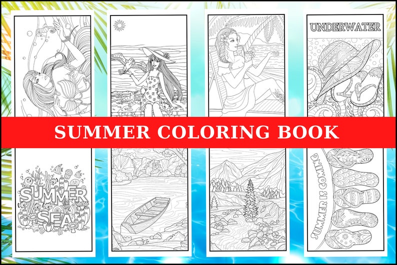 Summer Coloring Pages Summer Coloring Book for Adults and - Etsy