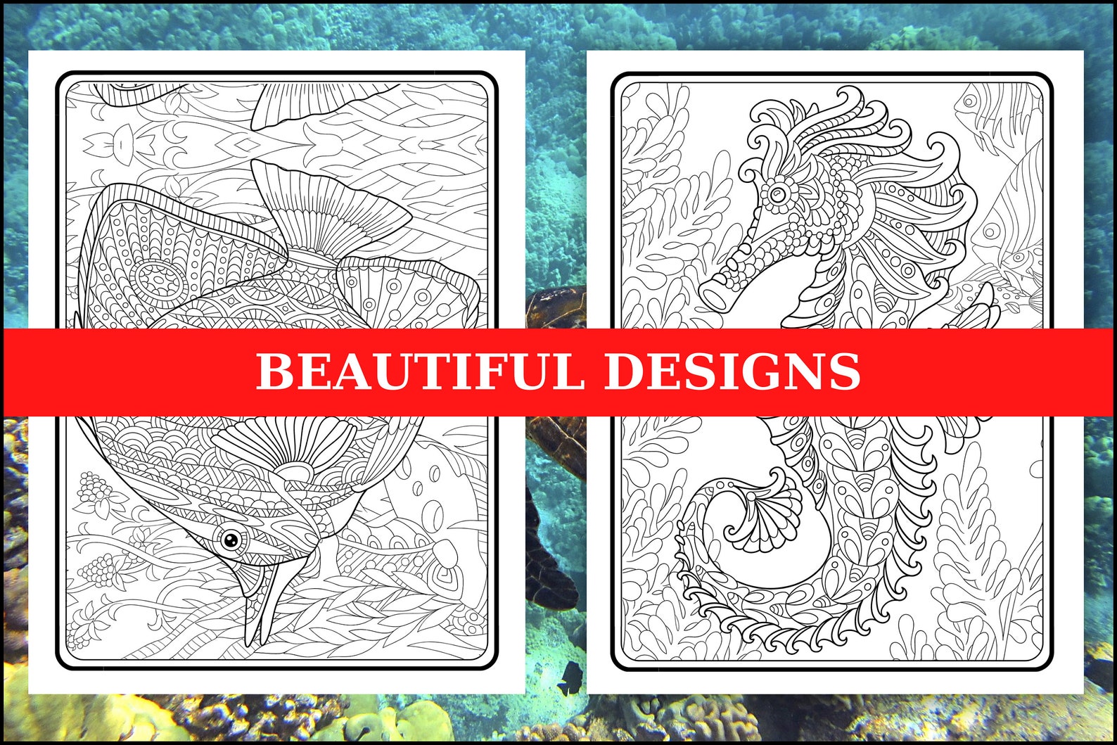 Ocean Life Coloring Pages | Ocean Life Coloring Book for Adults and ...