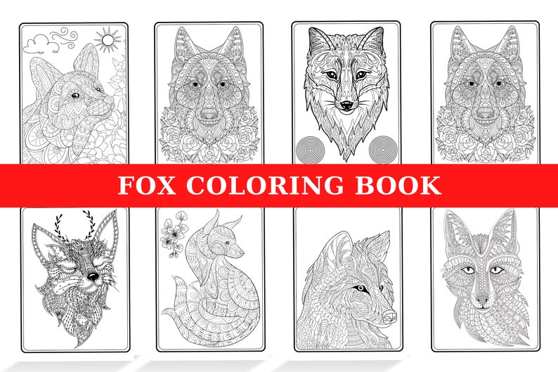 Fox Coloring Pages: Fox Coloring Book for Adults 50 Digital Coloring ...