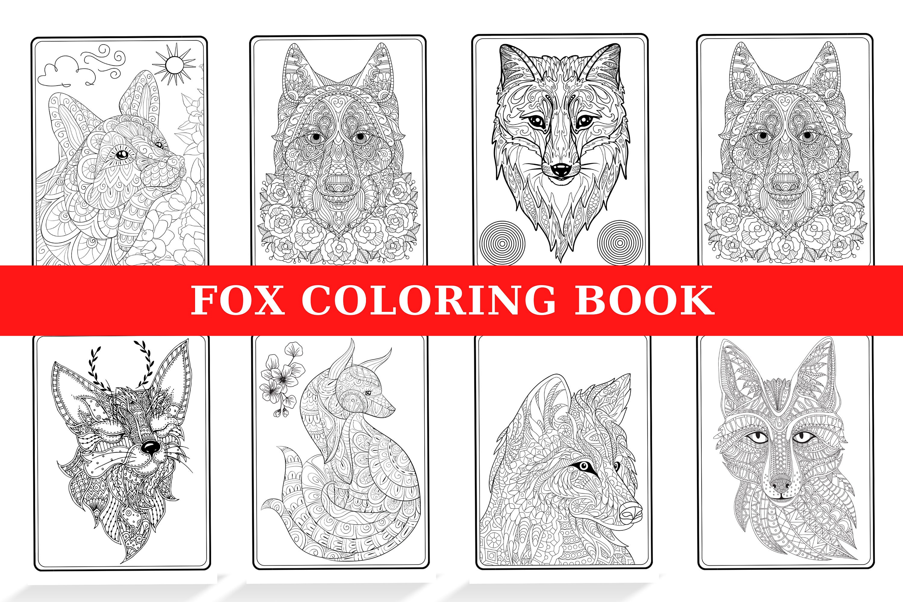 Fox Coloring Pages: Fox Coloring Book for Adults 50 Digital Coloring ...