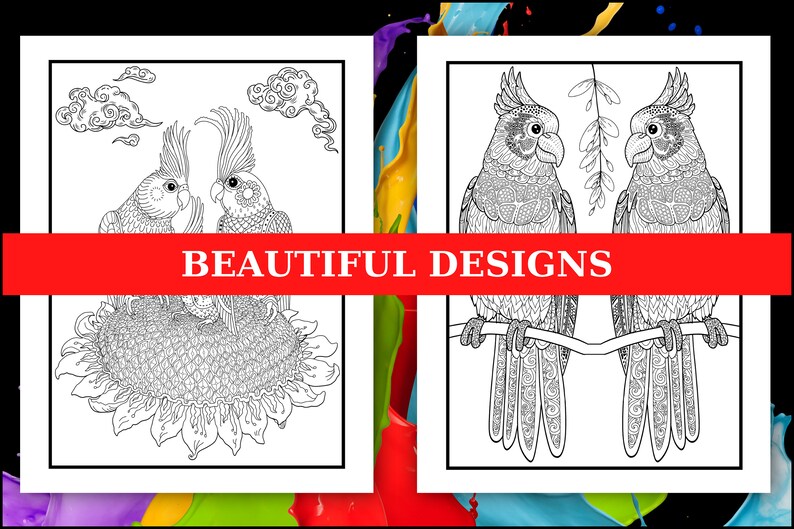 Parrot Coloring Pages Parrot Coloring Book for Adults and Teens 40 ...