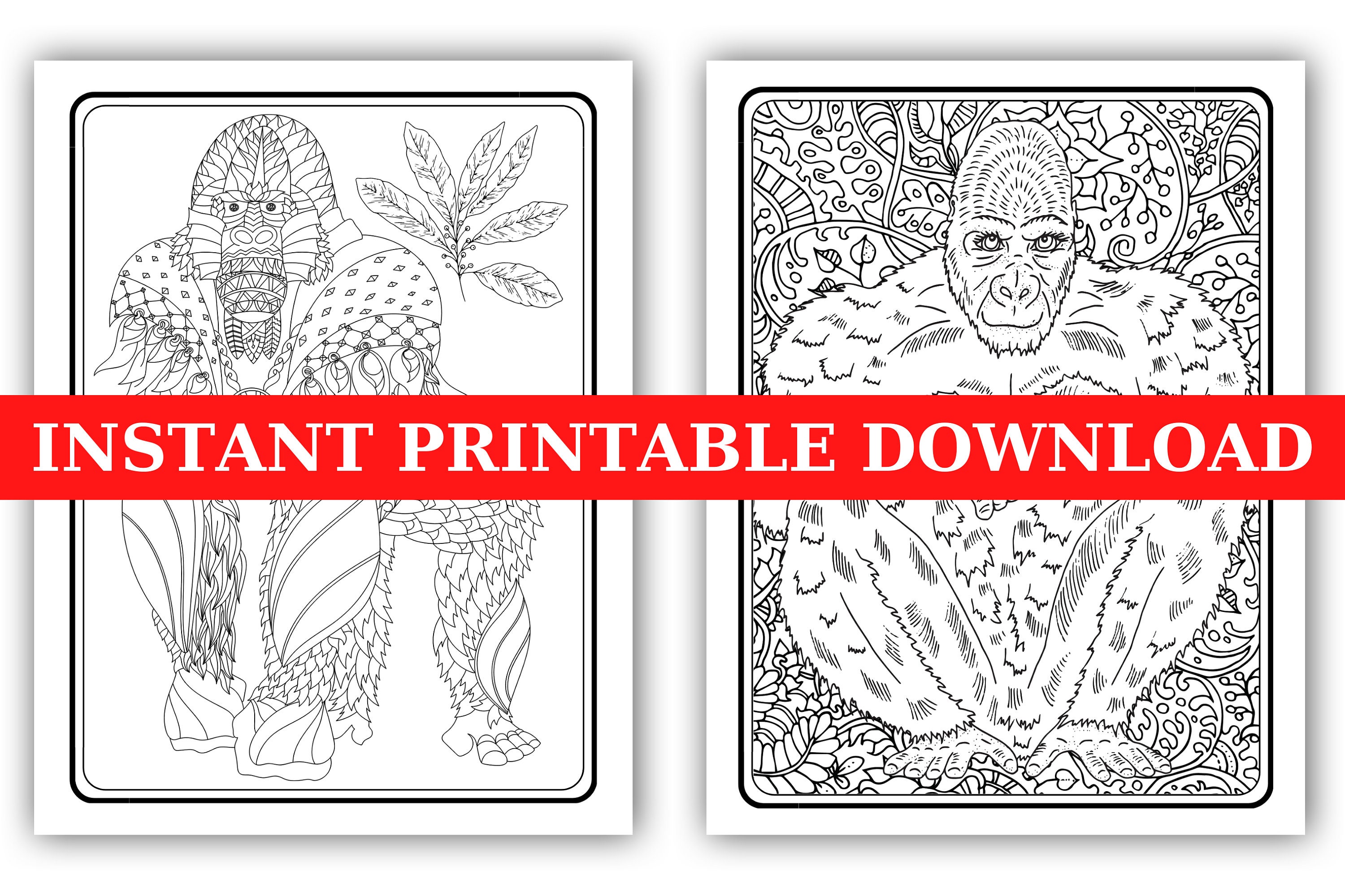 Monkey Coloring Pages: Monkey Coloring Book for Adults 45 Digital ...