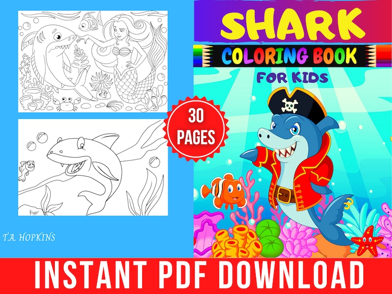 Shark Coloring Pages | Shark Coloring Book for Kids and Teens | 30 ...