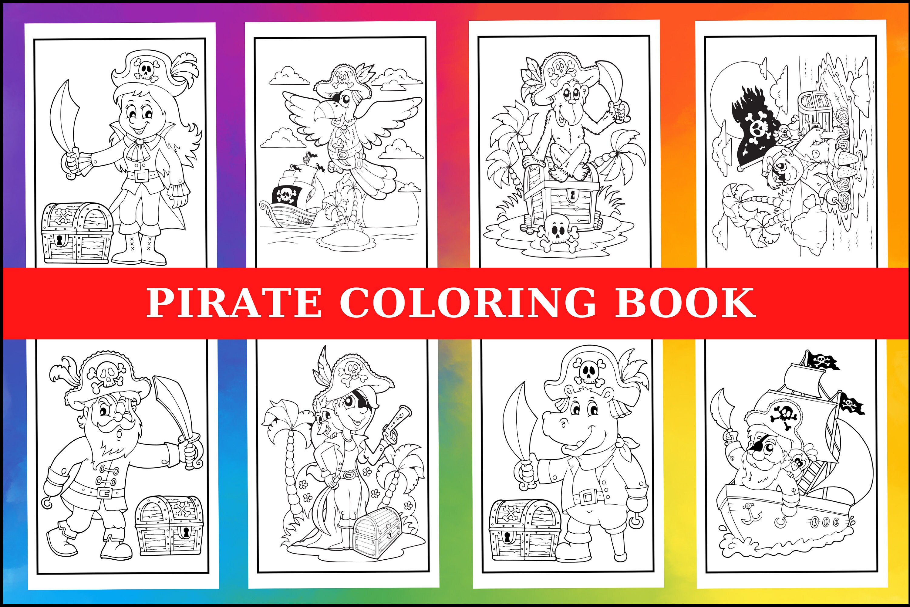 Ahoy Pirate Pages Pirates Coloring Book for Kids and Teens 45 Digital ...