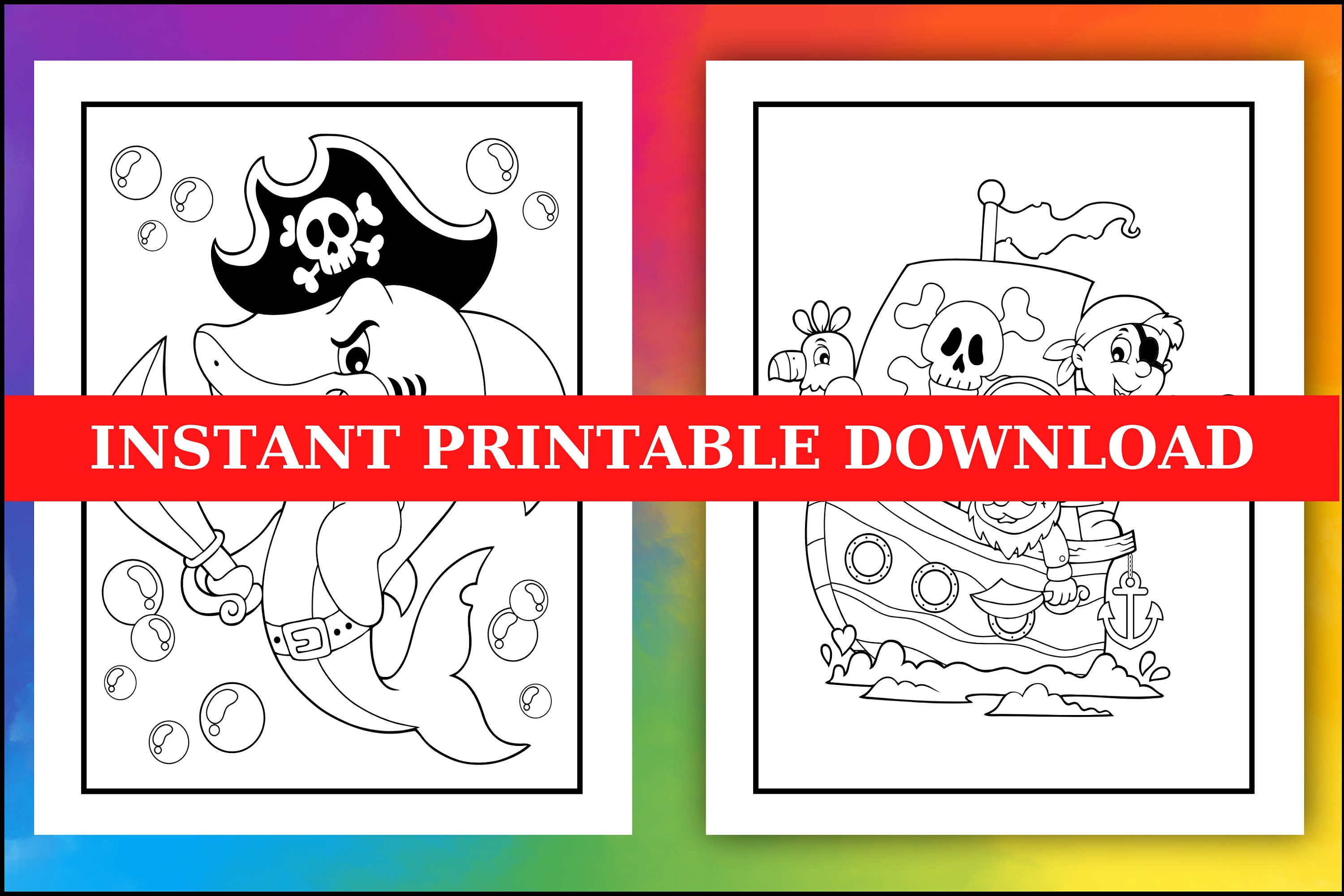 Ahoy Pirate Pages Pirates Coloring Book for Kids and Teens 45 Digital ...